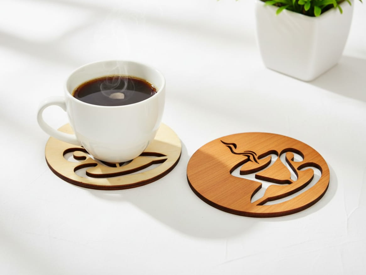 Laser Cut Wooden Tea Coasters for Dining Table DXF SVG File Free ...