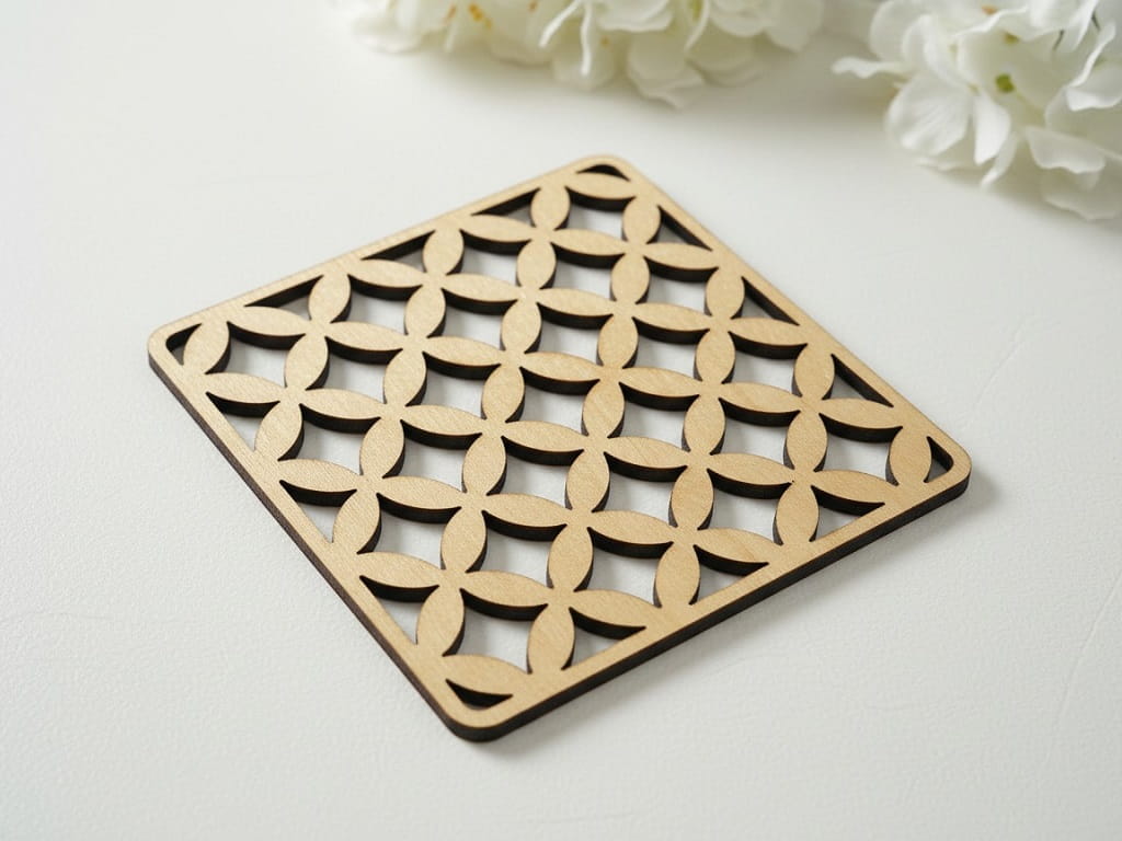Laser Cut Wooden Square Coaster with Japanese Geometric Pattern SVG ...
