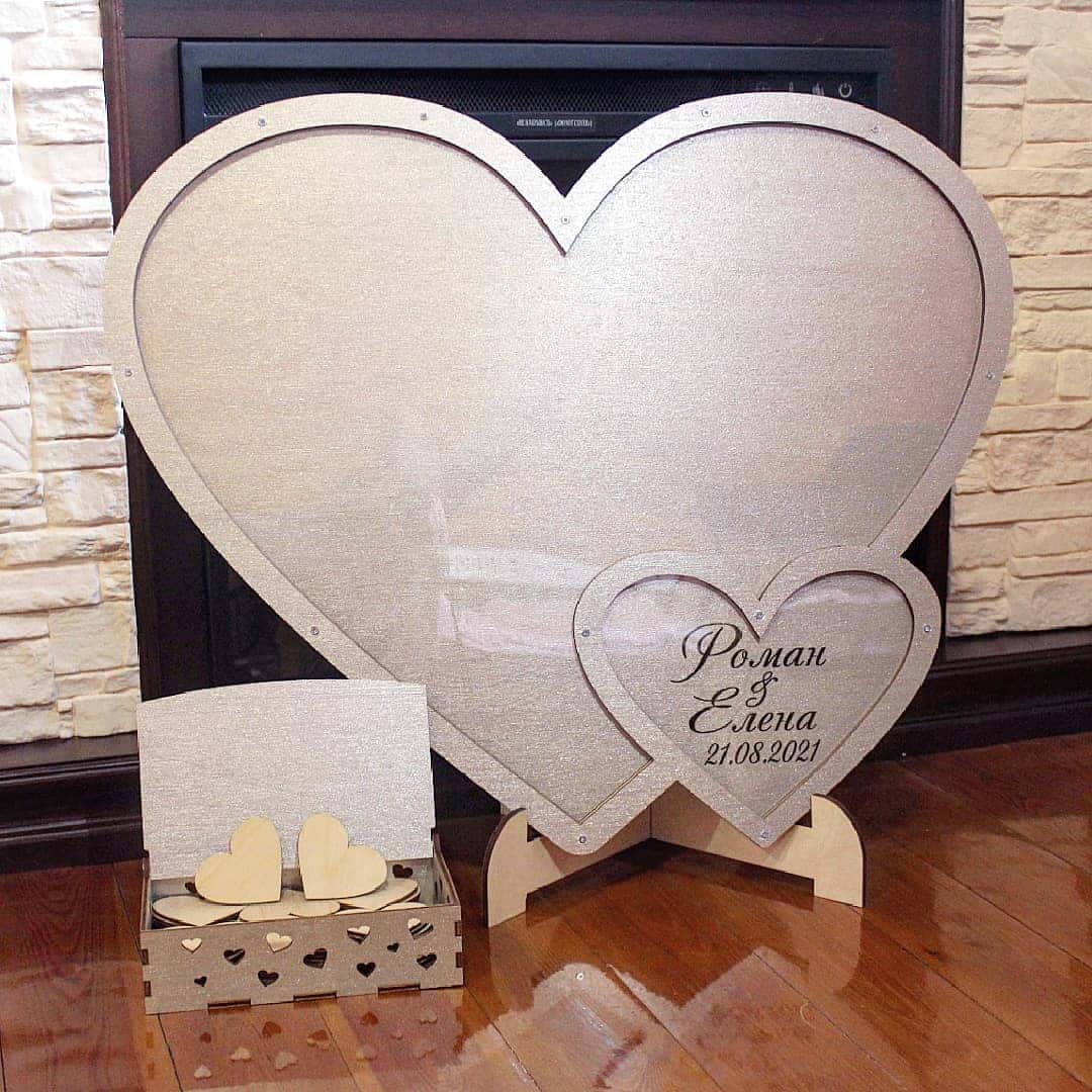 Laser Cut Wedding Guest Book Heart Shaped Drop Box Frame CDR File Free ...