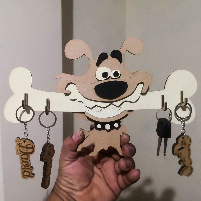 Dog with Bone Key Hanger Laser Cut AI CDR File Free Download | Vecty