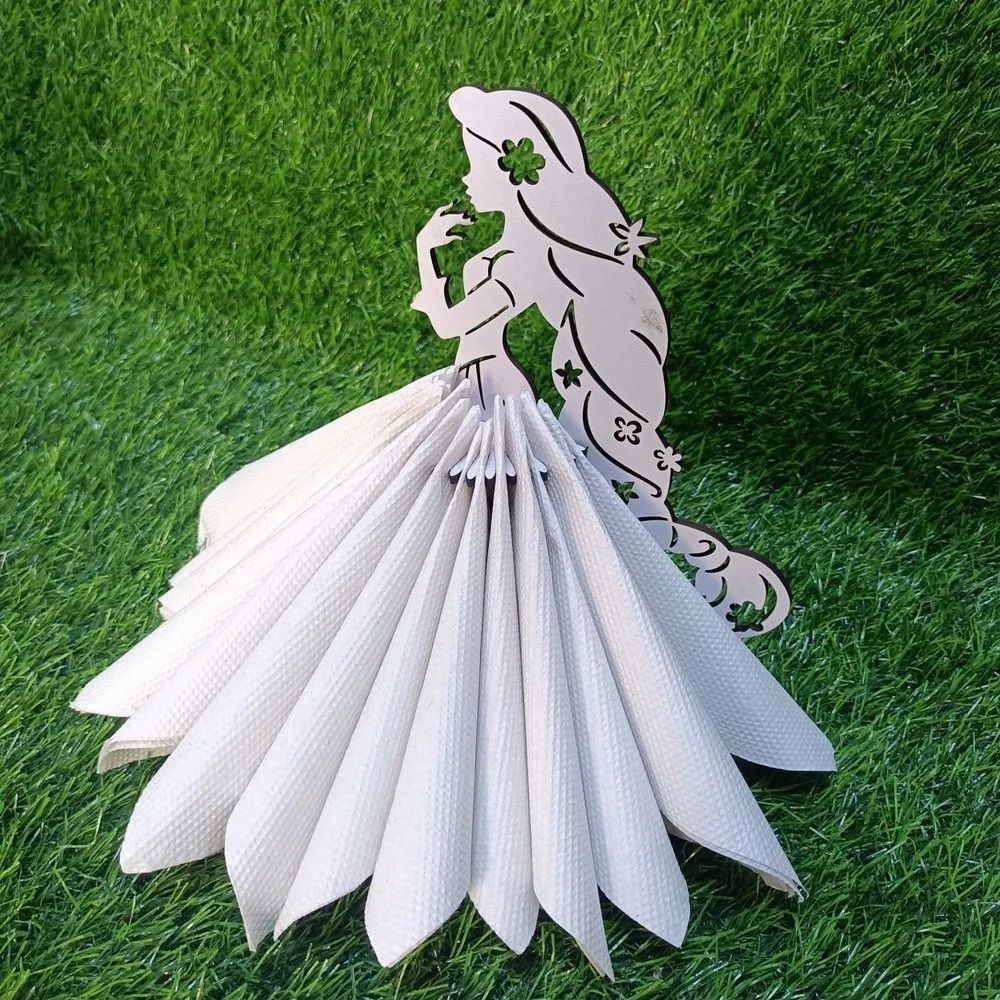 Girl with Floral Hair Napkin Holder Laser Cut CDR DXF File Free ...