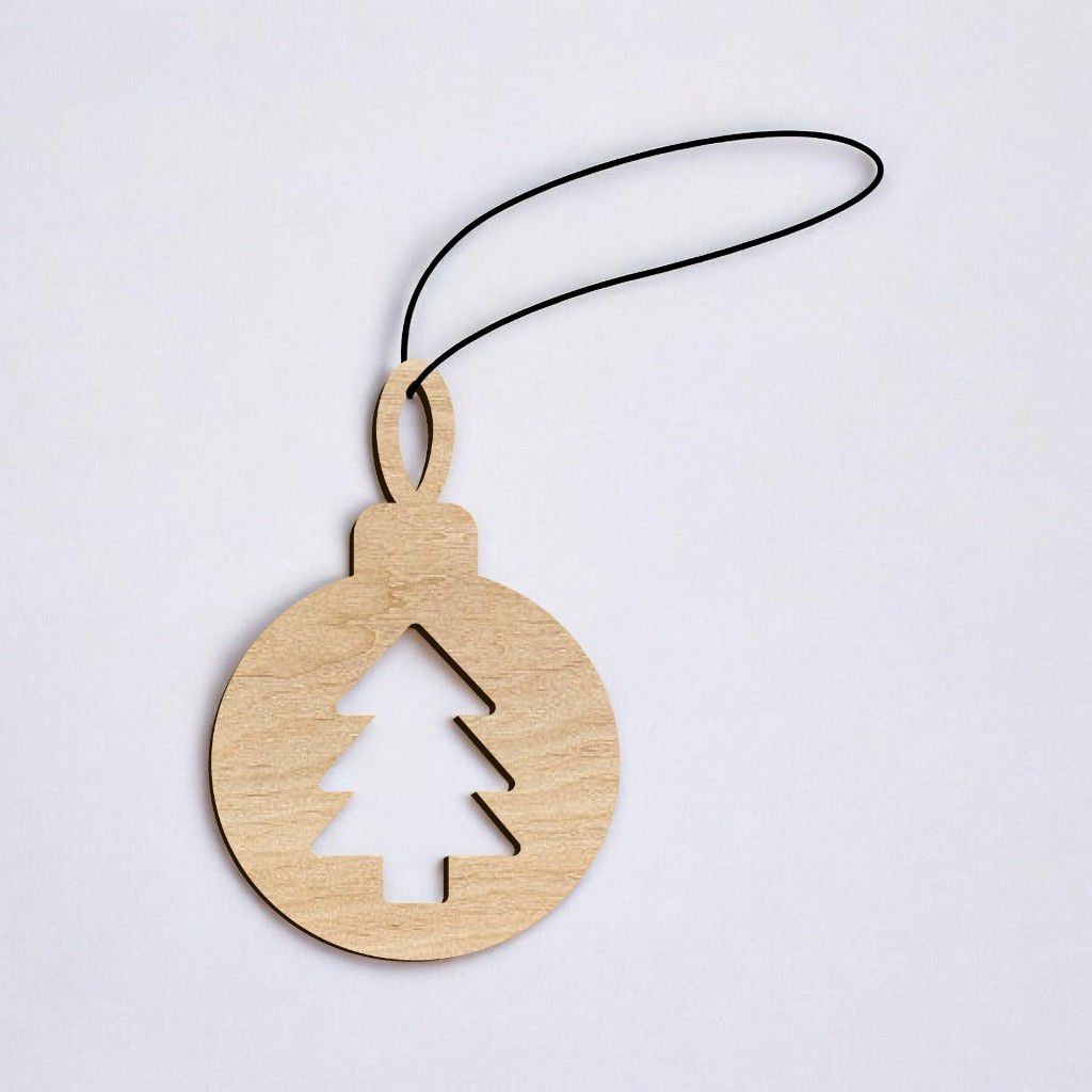 Laser Cut Bauble with Christmas Tree Shape CDR DXF EPS SVG File Free ...