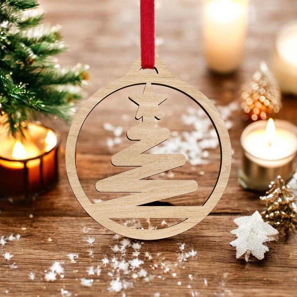 Laser Cut Bauble with Zigzag Christmas Tree CDR DXF EPS SVG File Free ...