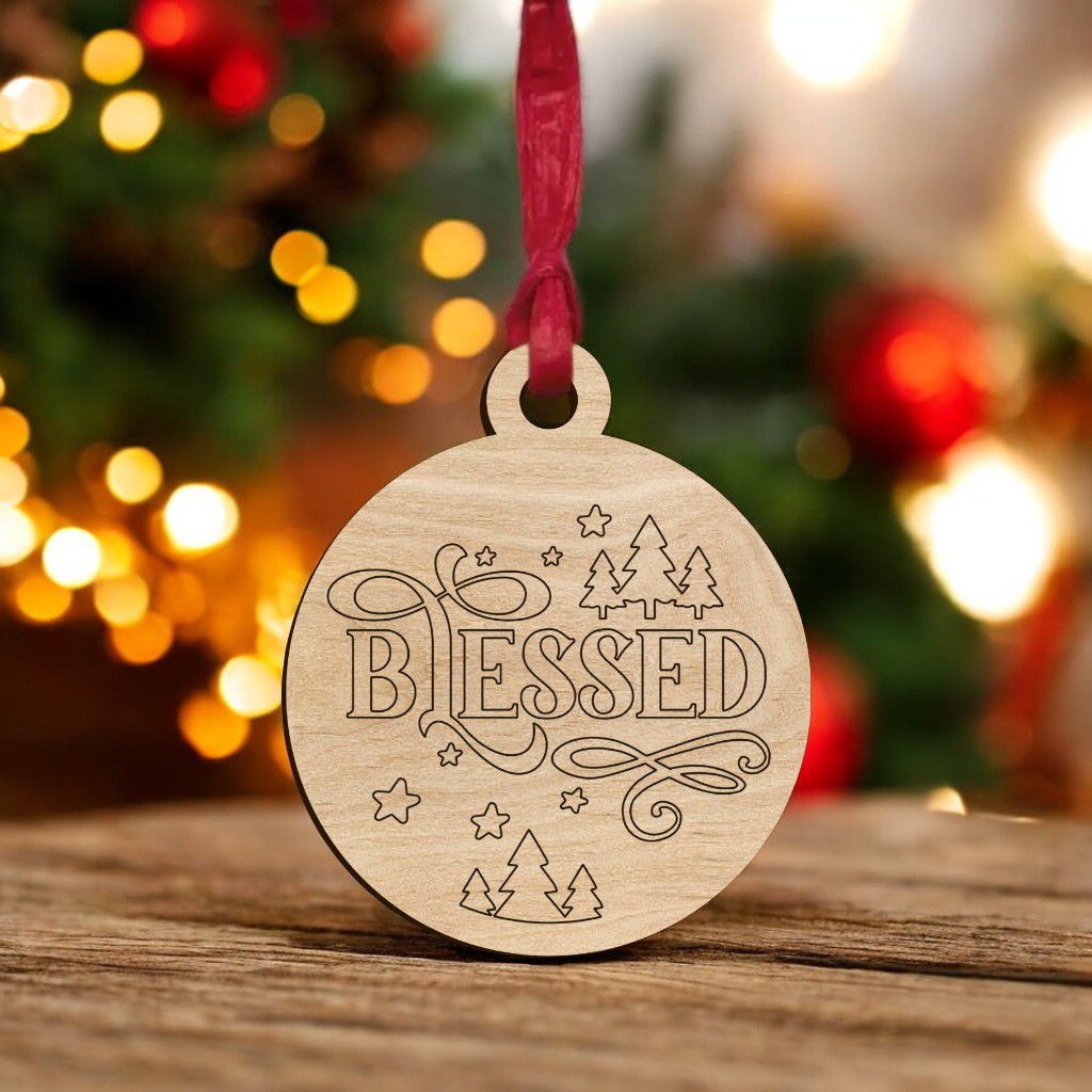 Laser Cut Blessed Christmas Bauble Ornament CDR DXF EPS SVG File Free ...