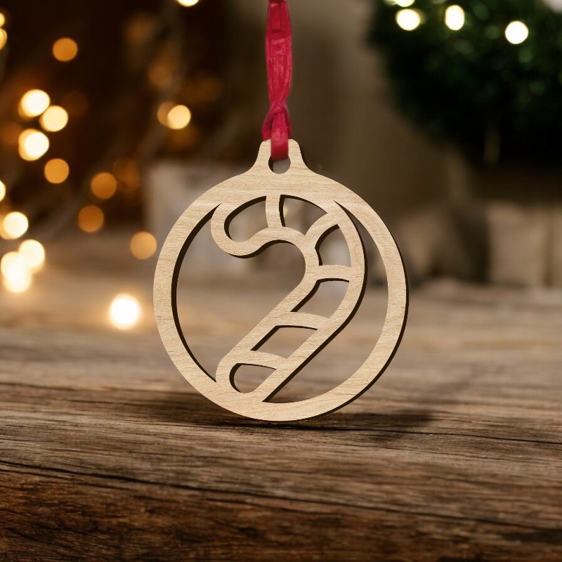 Laser Cut Candy Cane Bauble CDR DXF EPS SVG File Free Download | Vecty