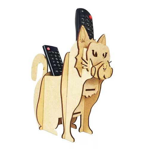 Laser Cut Cat Remote Control Holder with 2 Dividers CDR DXF File Free ...