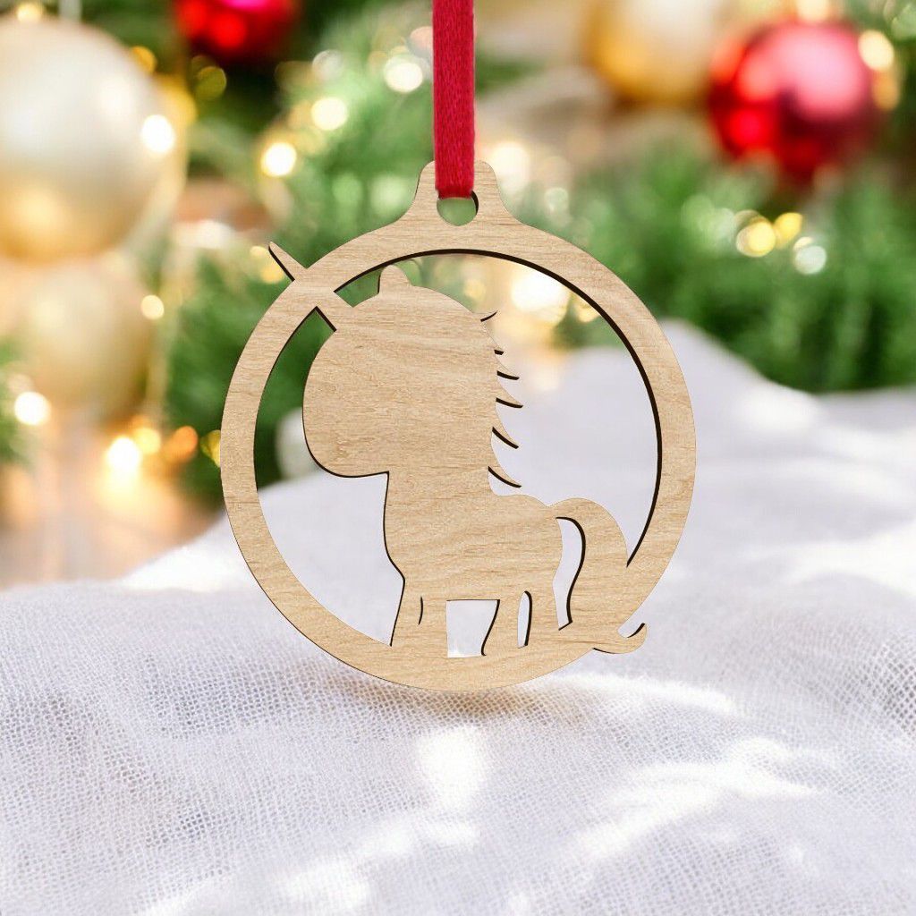 Laser Cut Cute Unicorn Christmas Bauble CDR DXF EPS SVG File Free ...