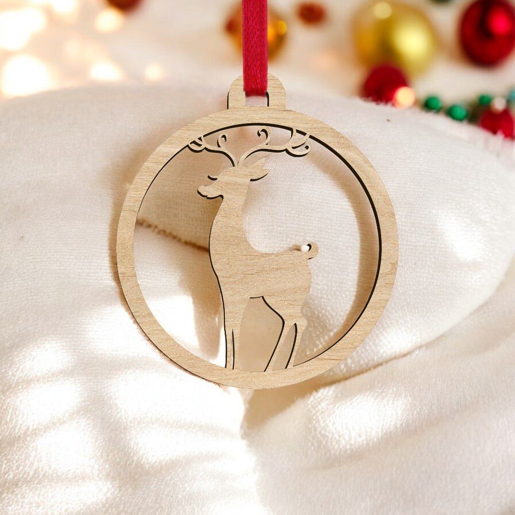 Laser Cut Deer Christmas Tree Bauble Decoration CDR DXF EPS SVG File ...