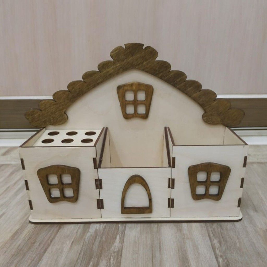 Laser Cut House Shaped Desk Organizer Pen Pencil Holder CDR SVG File ...