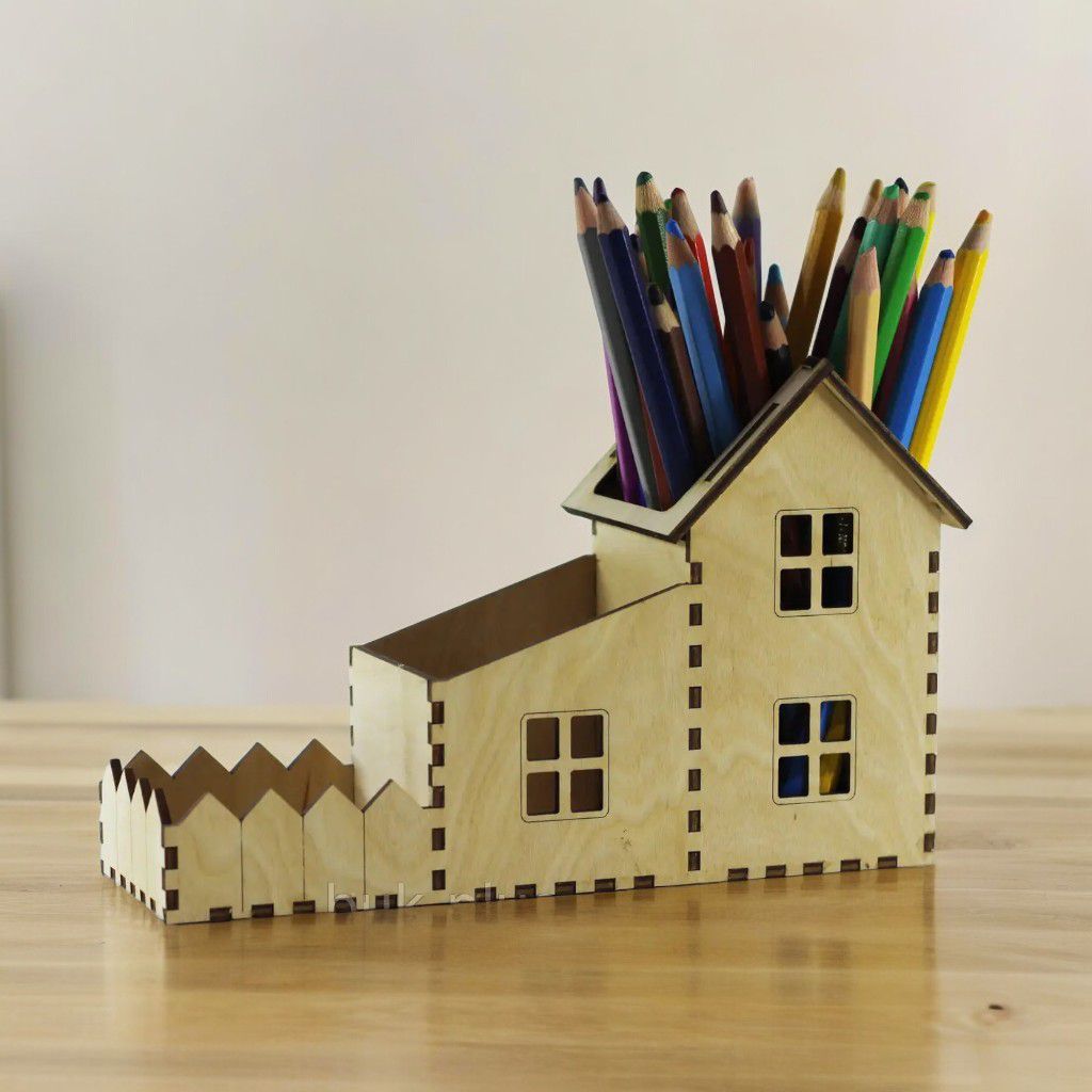 Laser Cut House Stationary Stand CDR DXF PDF File Free Download | Vecty