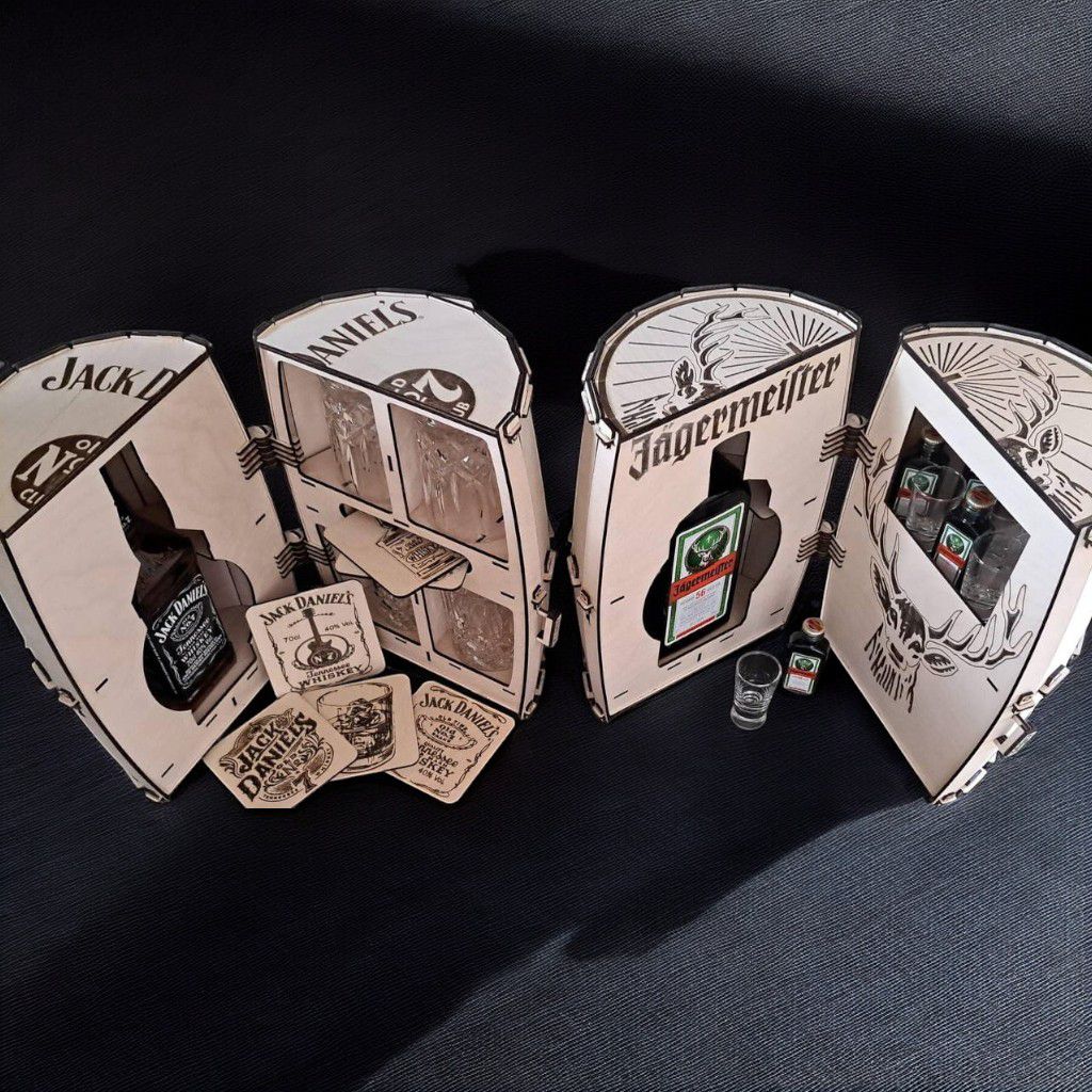 Laser Cut Jack Daniels Mini Bar Set Box AI DXF SVG File Free Download ...