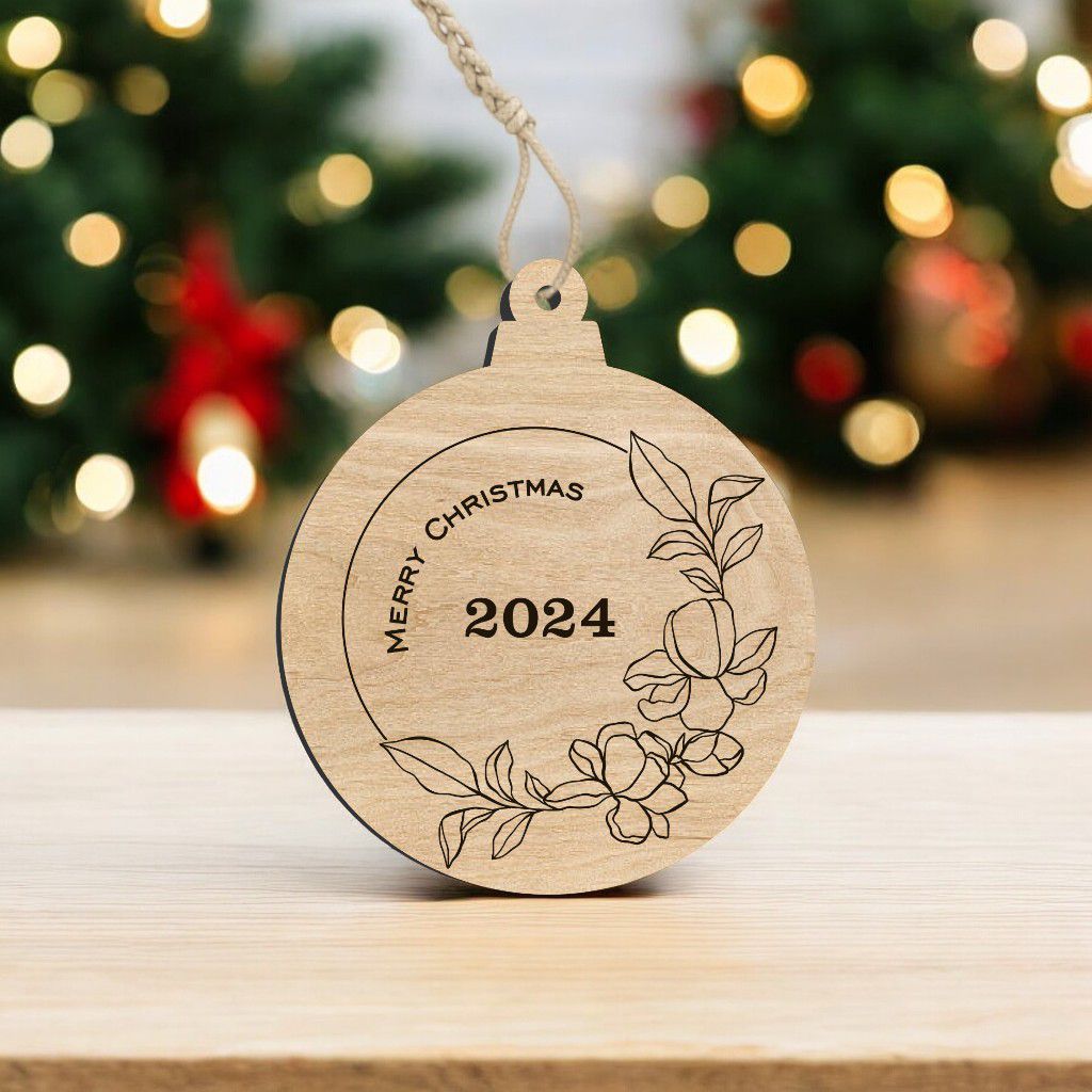 Laser Cut Merry Christmas 2024 Ornament CDR DXF EPS SVG File Free Download | Vecty