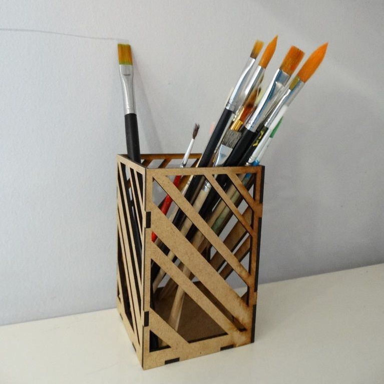 Laser Cut Pencil and Brush Holder DXF File Free Download | Vecty