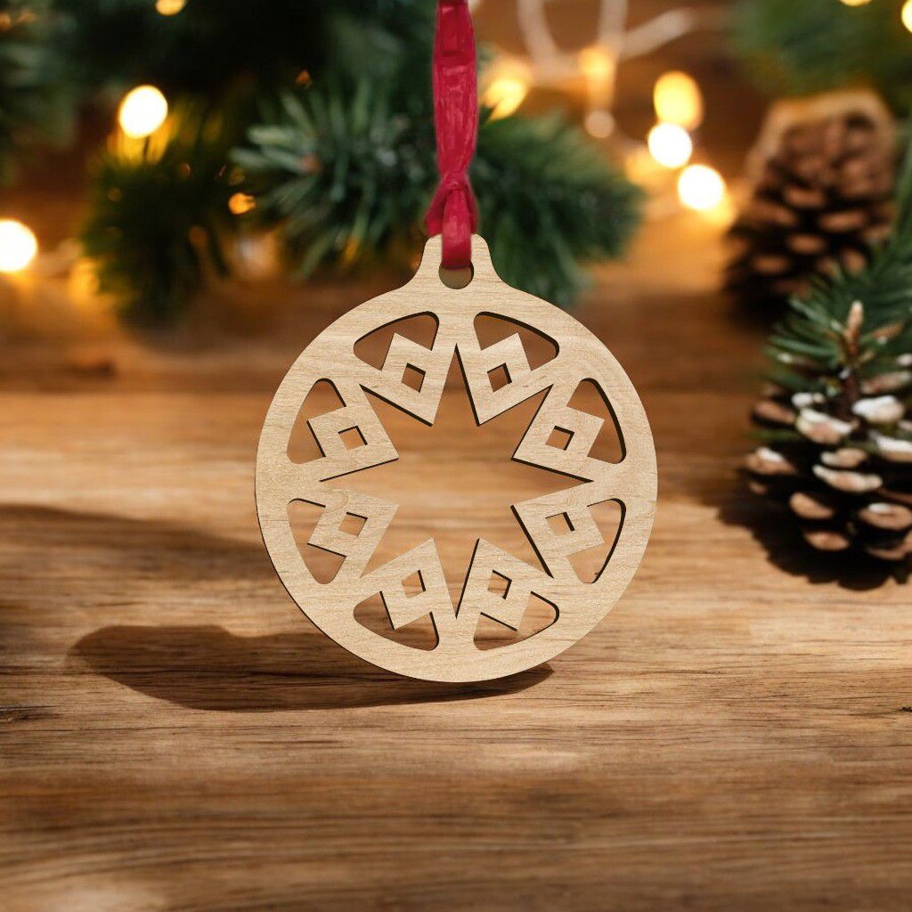 Laser Cut Round Decorative Christmas Tree Bauble CDR DXF EPS SVG File ...