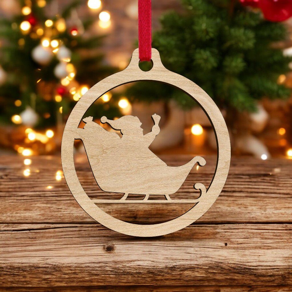 Laser Cut Santa Claus Sleigh Bauble CDR DXF EPS SVG File Free Download ...