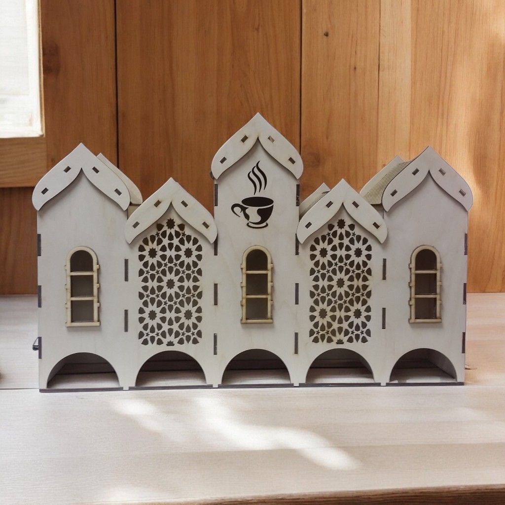 Laser Cut Tea Bag House with 5 Compartments CDR File Free Download | Vecty