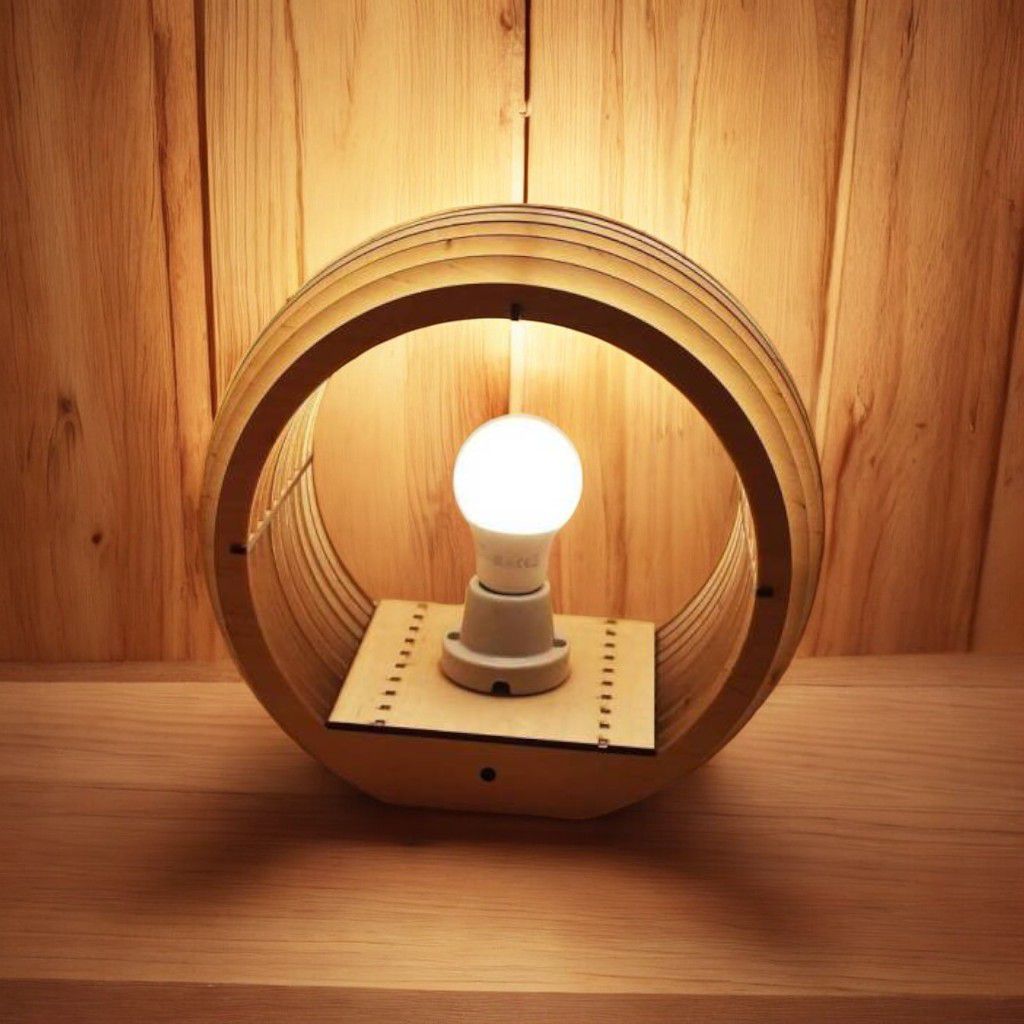 Laser Cut Tiny Oak Ring Lamp CDR File Free Download | Vecty