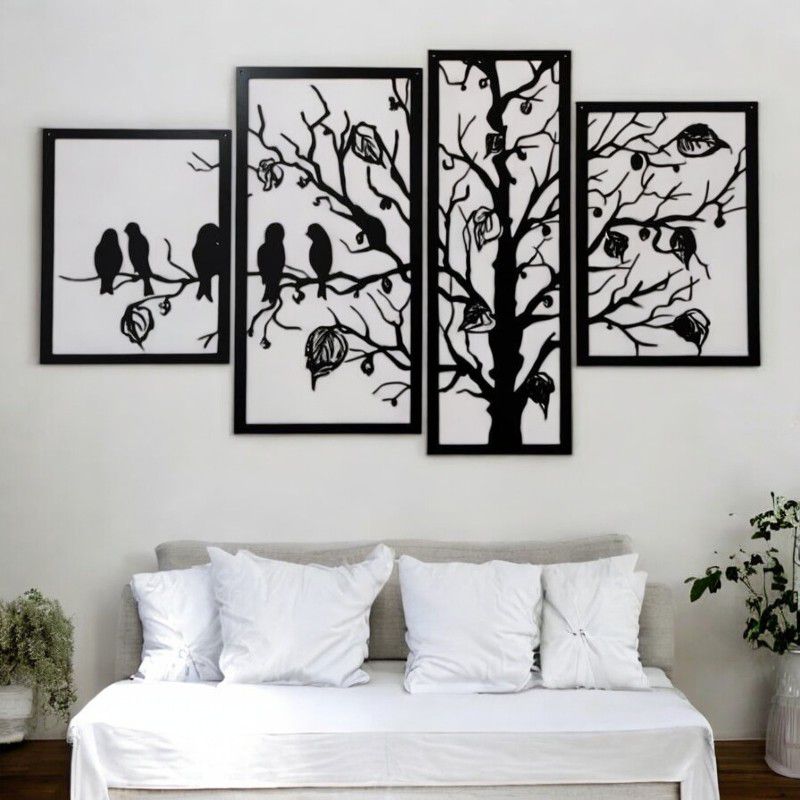 Laser Cut Tree and Birds Art Wall Decor 4 Piece Set DXF SVG File Free ...