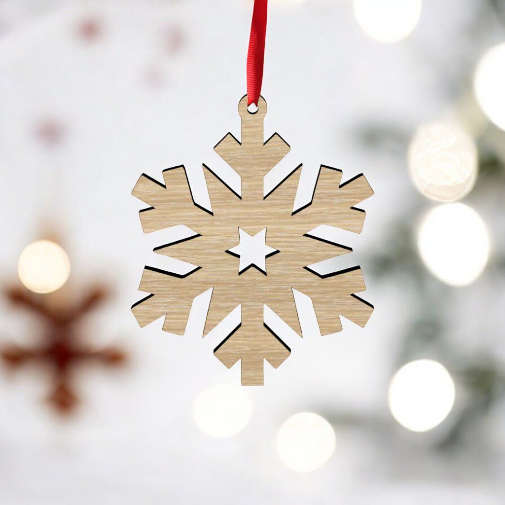 Laser Cut Unfinished Wooden Snowflake Ornament CDR DXF SVG File Free ...