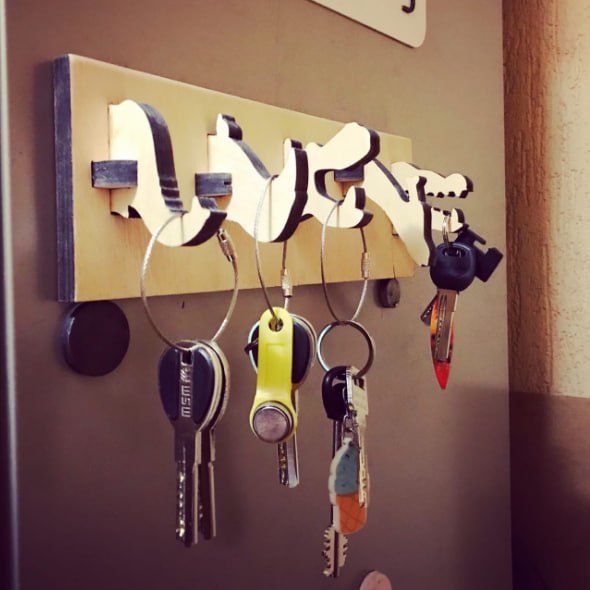 Laser Cut Wall Mounted Key Holder with Animal Shaped Hooks CDR File ...