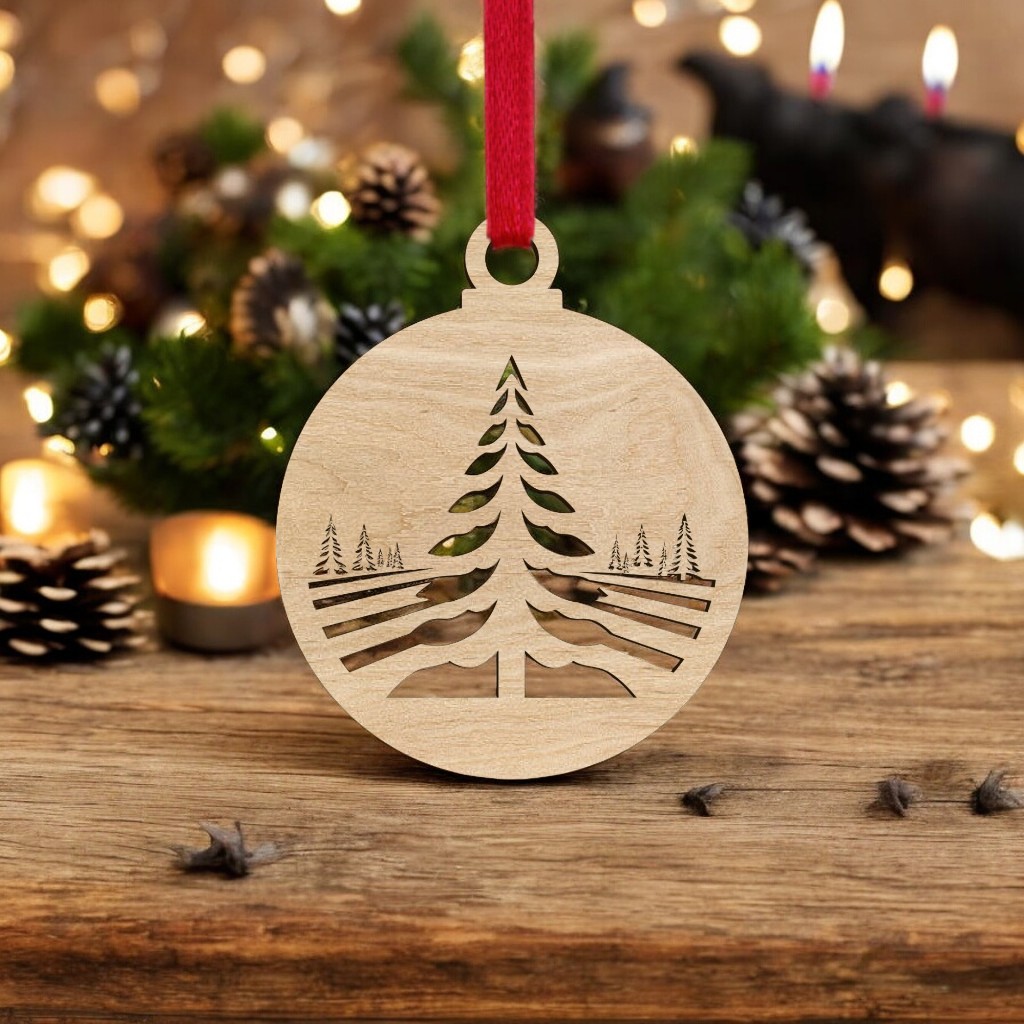 Laser Cut Winter Trees Christmas Ornament CDR DXF EPS SVG File Free ...