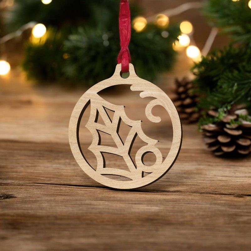 Laser Cut Wooden Leaf Christmas Bauble CDR DXF EPS SVG File Free ...