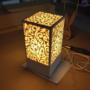 Laser Cut Wooden Table Lamp Box with Floral Pattern CDR File Free ...
