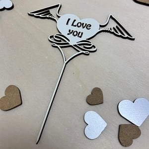 Laser Cut Love Heart with Wings Cake Topper CDR SVG File Free Download ...