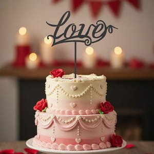 Laser Cut Floral Love Cake Topper CDR SVG File Free Download | Vecty