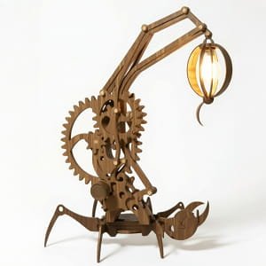 Laser Cut Woodpunk LED Desk Lamp CDR DXF File Free Download | Vecty