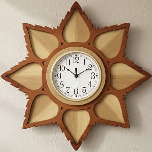 Laser Cut Floral Design Wooden Wall Clock CDR SVG File Free Download ...