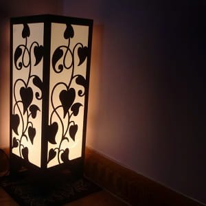 Laser Cut Wooden Box Desk Lamp with Geometric Fractal Cutouts CDR File ...